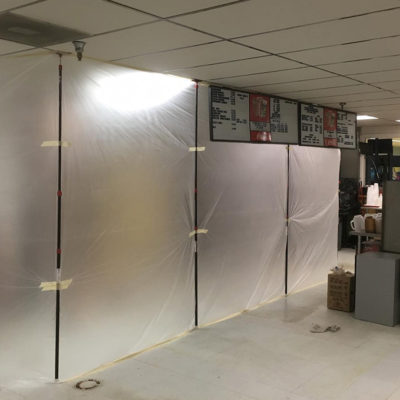 ZipWall® Bowling Alley Cafe with Drop Ceilings is Prepped for ...