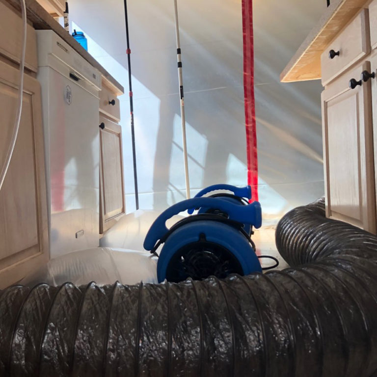 ZipWall® Containment Zone with Drying Equipment - ZipWall Dust Barrier ...